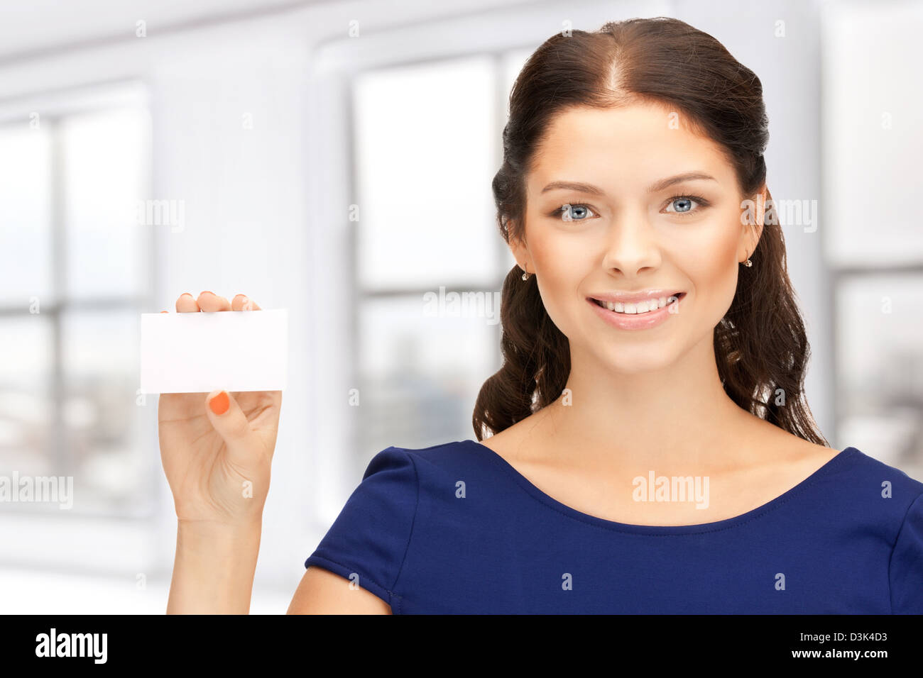 woman with business card Stock Photo - Alamy