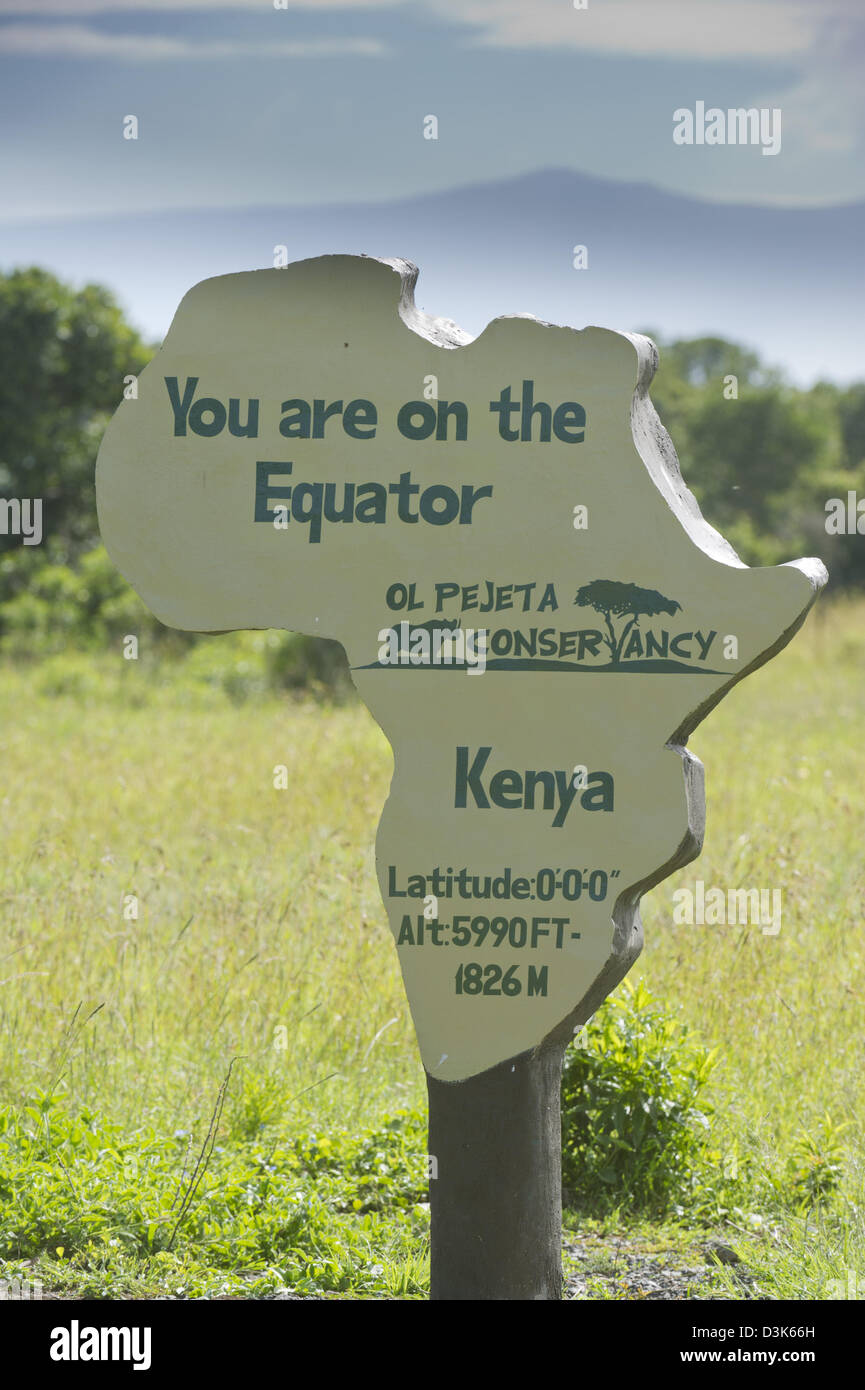 Equator sign, Ol Pejeta Wildlife Conservancy, Laikipia, Kenya Stock ...