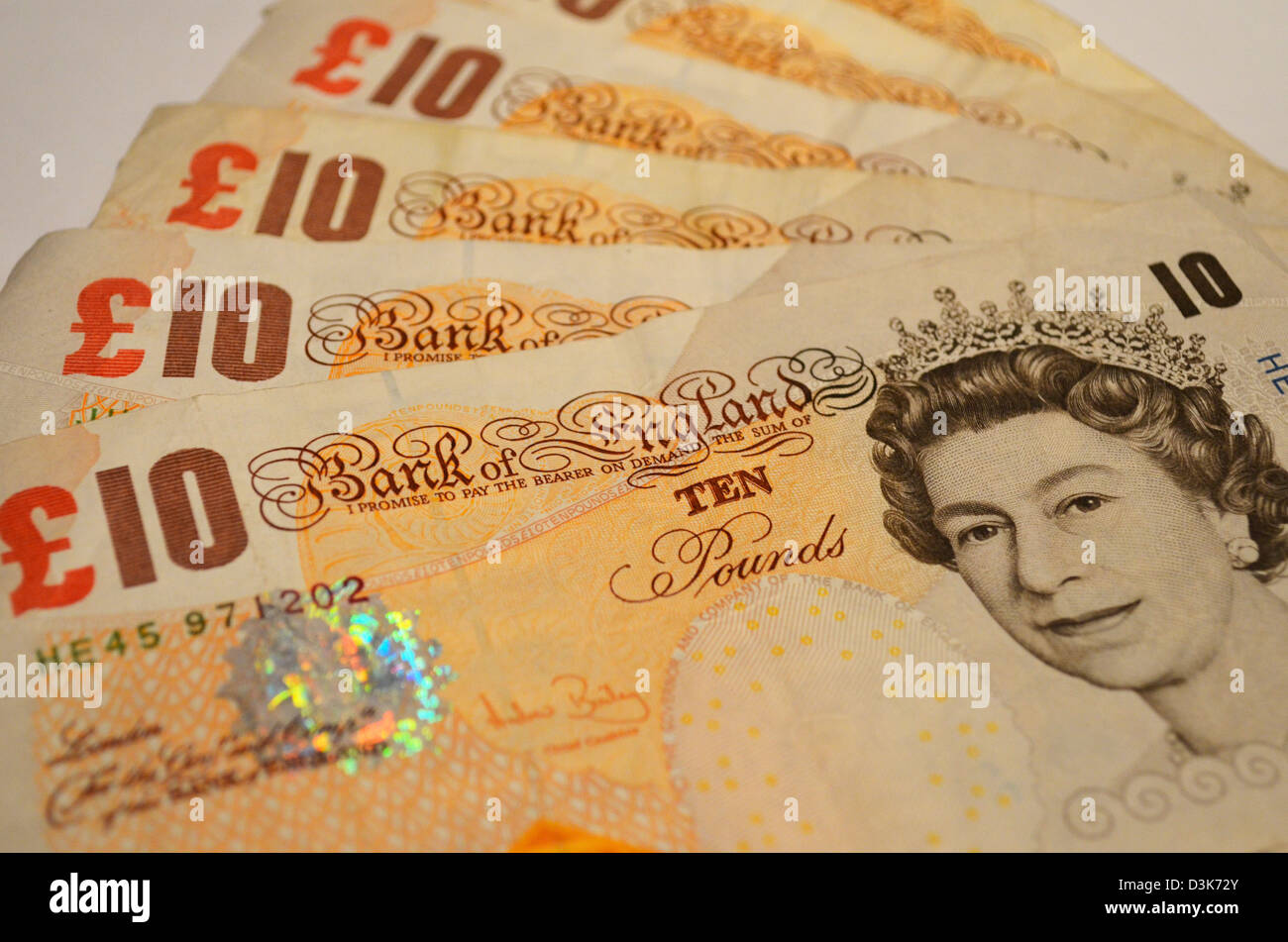 a row of £10 notes Stock Photo - Alamy