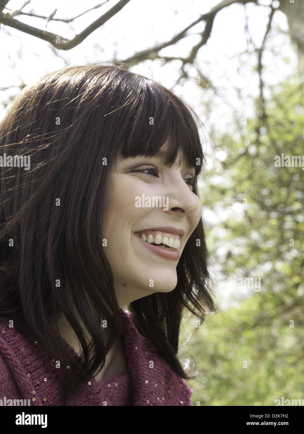 Beautiful happy girl outside Stock Photo - Alamy