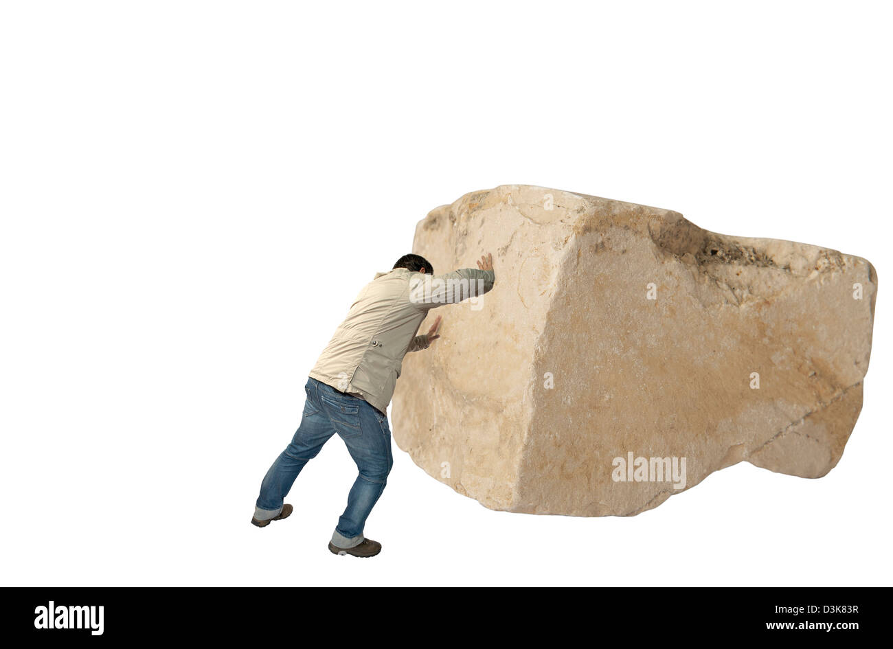 Man pushing stone hi-res stock photography and images - Alamy