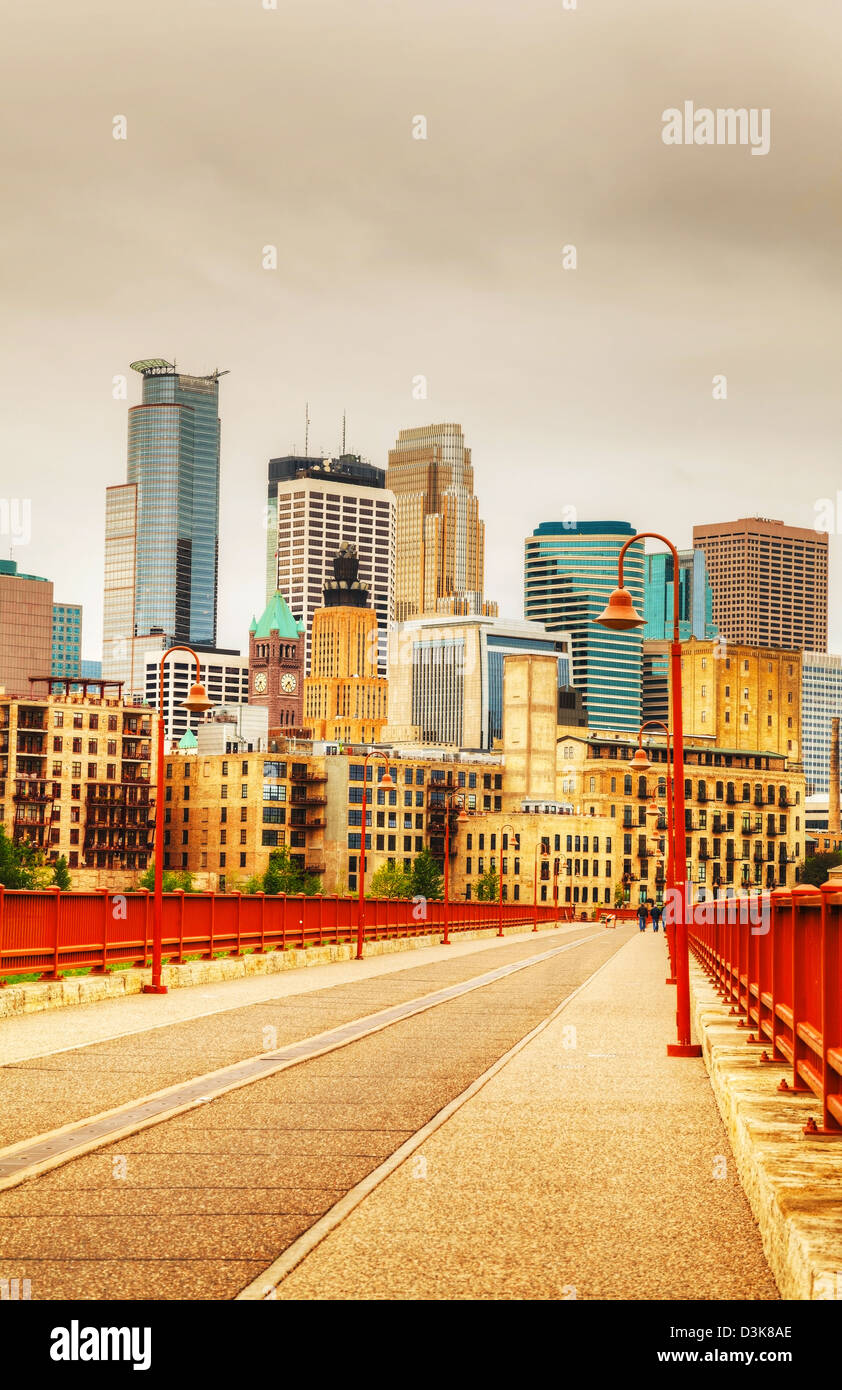 Downtown Minneapolis, Minnesota in the evening as seen from the famous ...