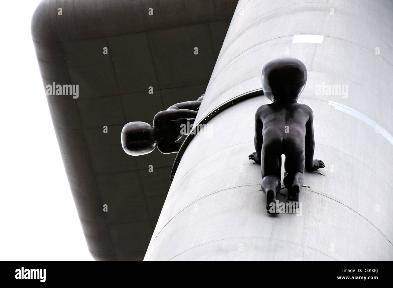 Baby statues on Žižkov Television Tower in Prague Stock Photo - Alamy