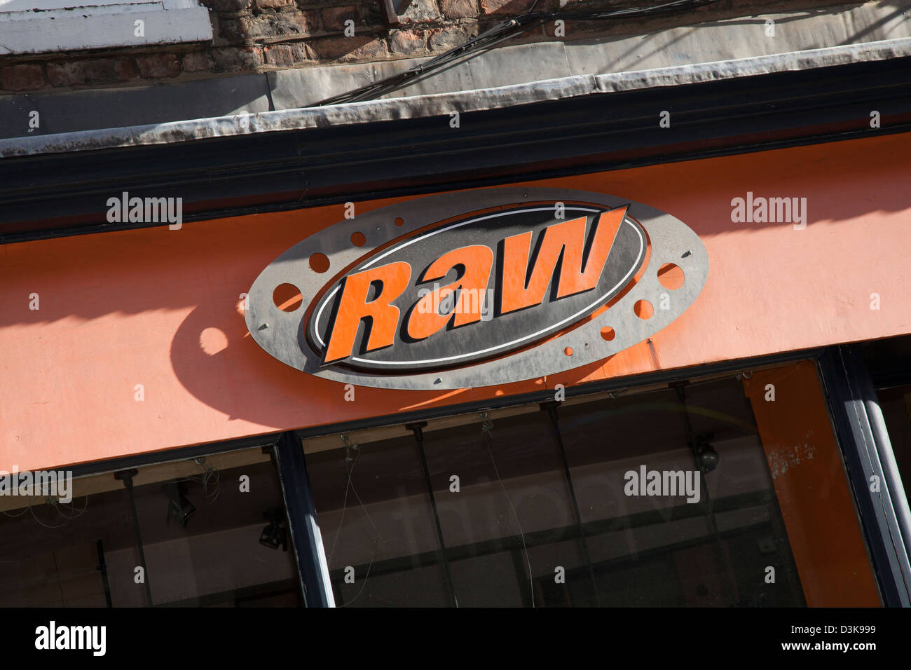 Raw shop front sign in York, Yorkshire, UK Stock Photo - Alamy
