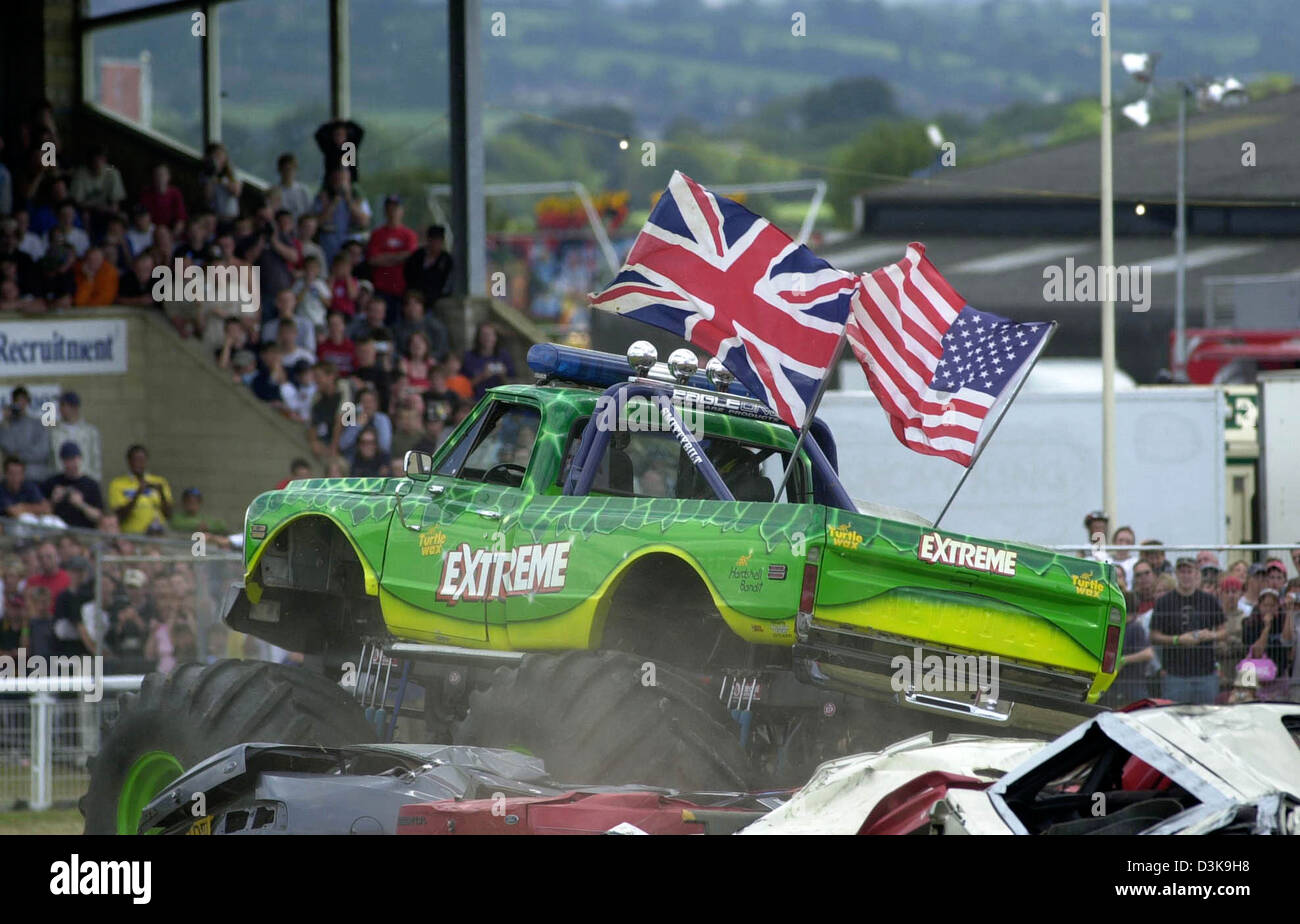Monster truck in action at extreme sports event in Shepton Mallett ...