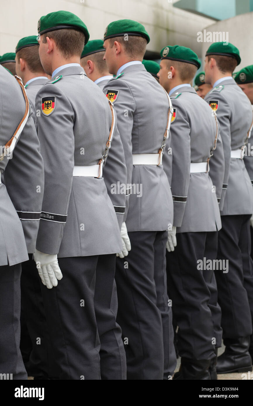 Berlin, Germany, the soldiers of the guard battalion drill in the ...