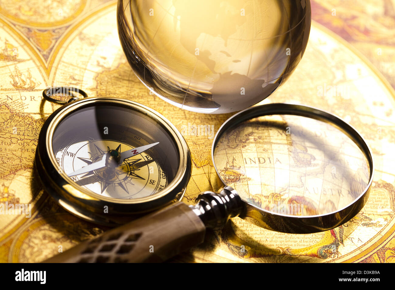 Vintage Navigation Equipment, compass Stock Photo - Alamy