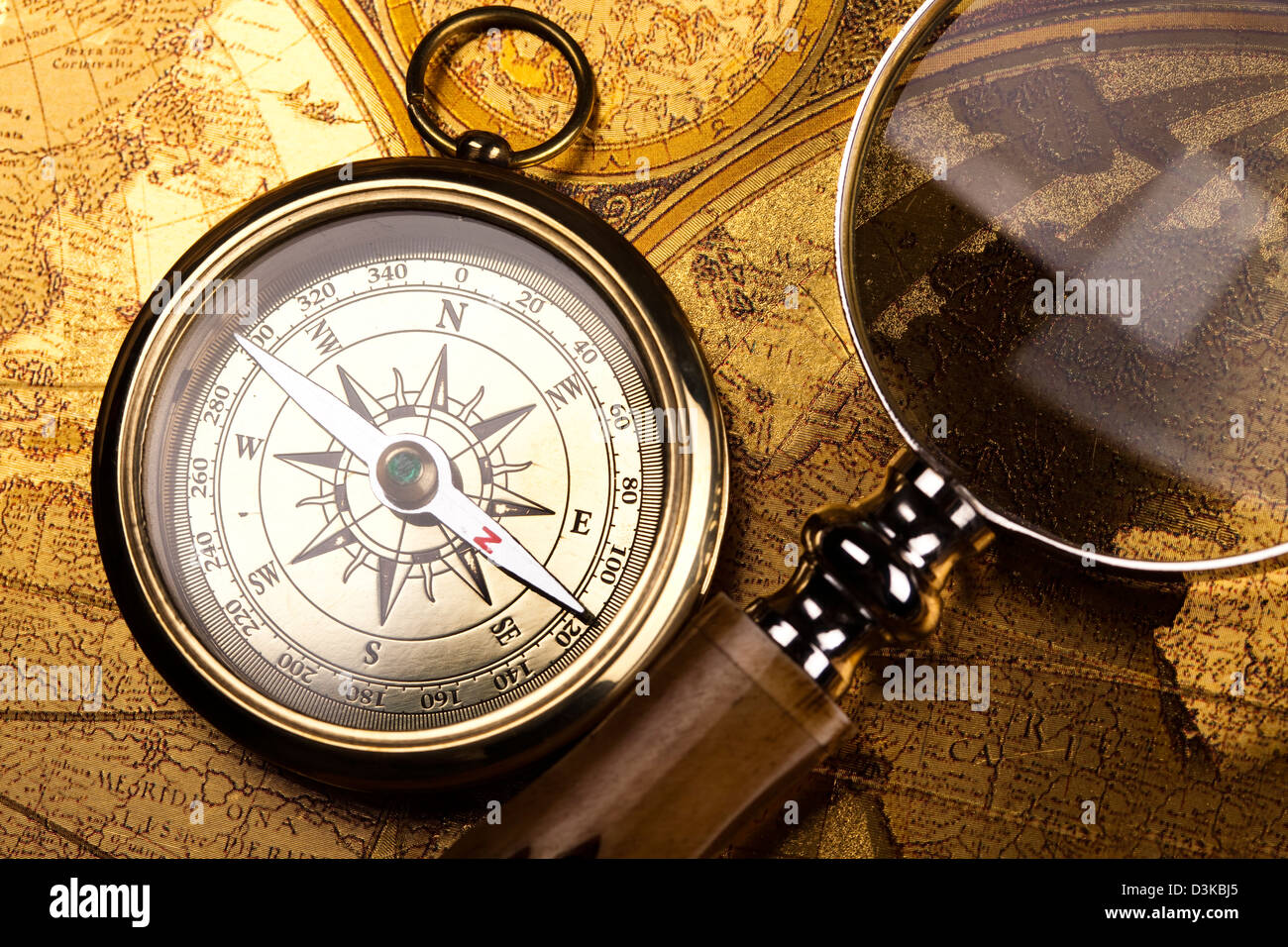 Vintage Navigation Equipment, compass Stock Photo - Alamy