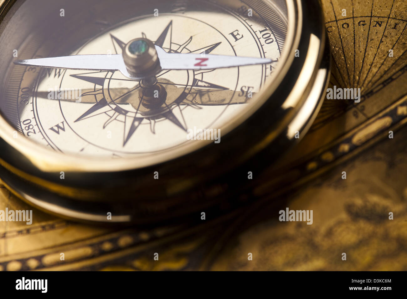 Detail closeup compass Stock Photo - Alamy