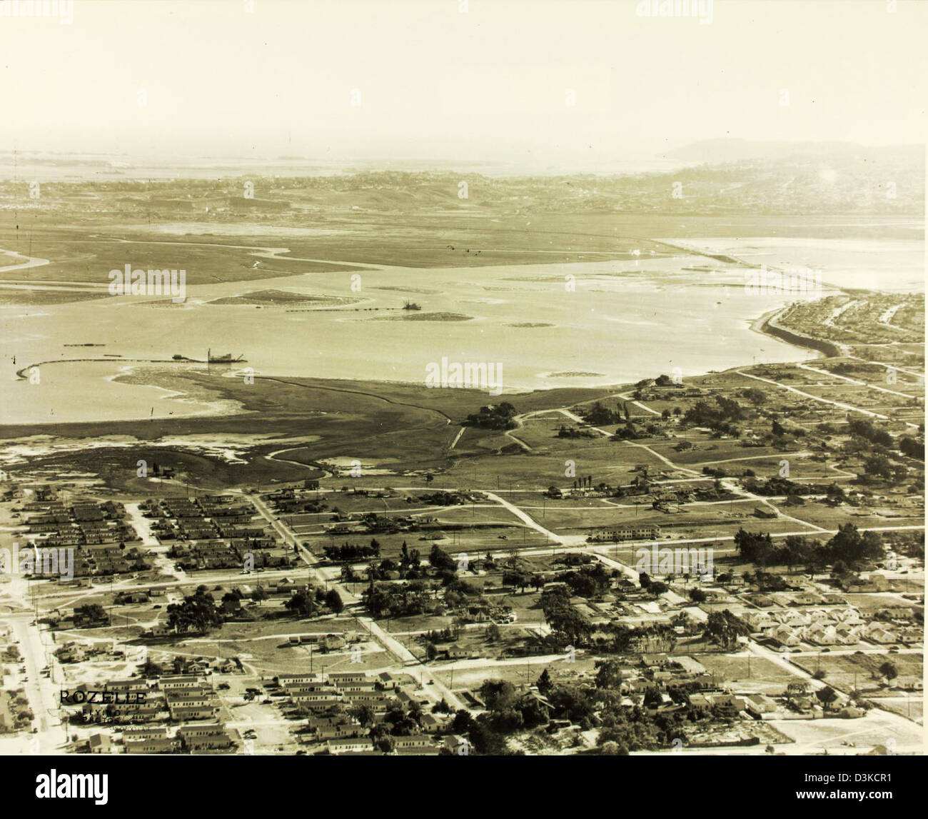 This historical aerial image of the San Diego area, taken between 1950 ...