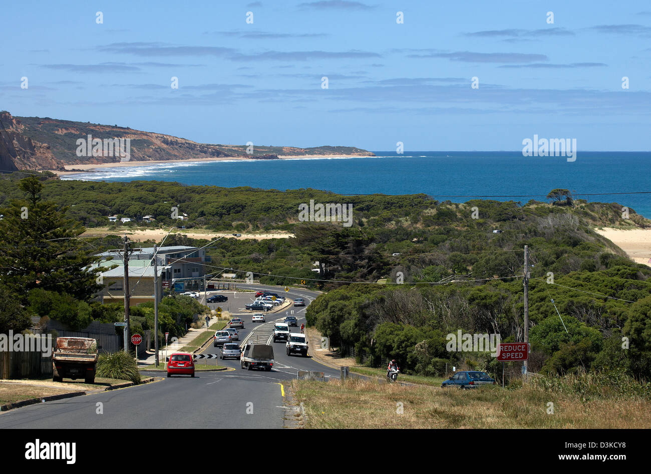 Anglesea, Australia, the Great Ocean Road runs along the Coast Surfers ...
