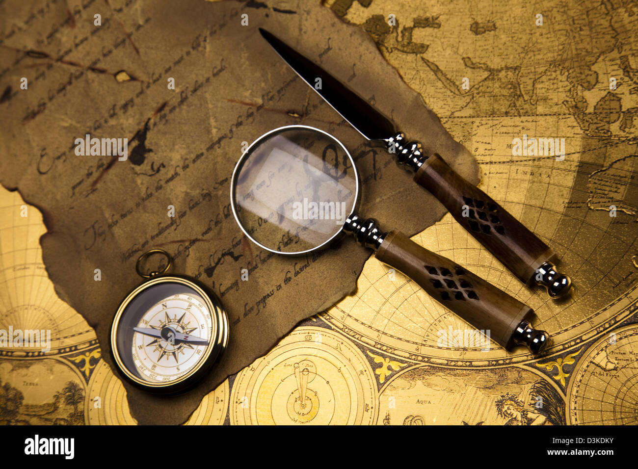 Vintage Navigation Equipment, compass Stock Photo - Alamy