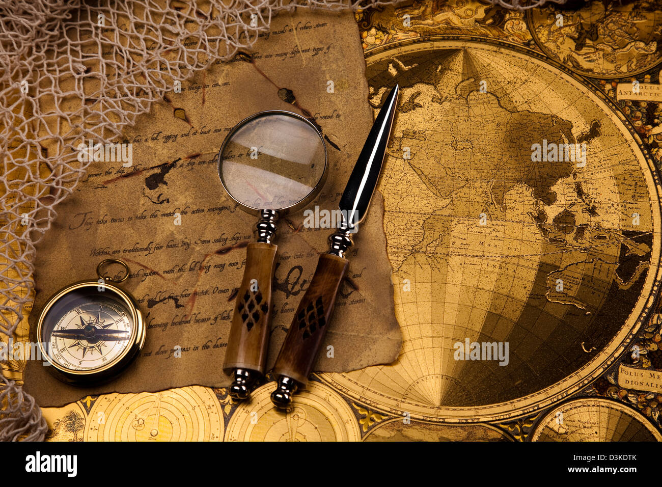 Vintage Navigation Equipment, compass Stock Photo - Alamy