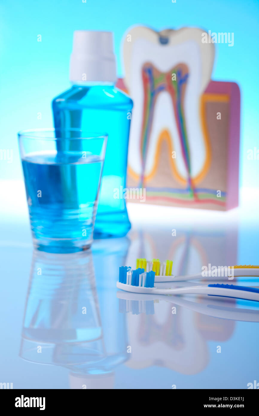 Dental health care objects Stock Photo - Alamy