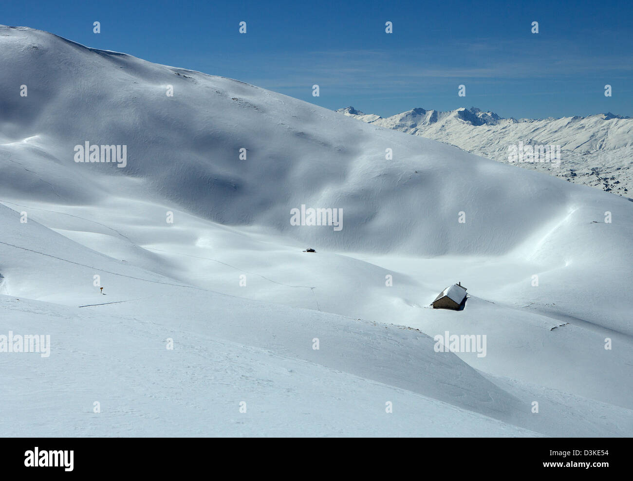 Valbella, Switzerland, mountain lodge in a snowy valley Stock Photo - Alamy