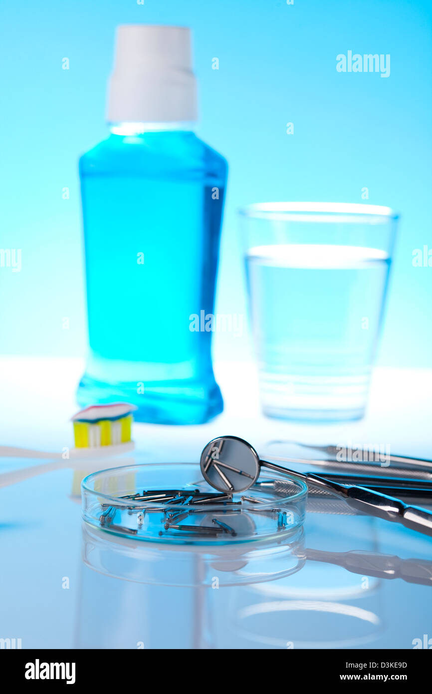 Dental health care objects Stock Photo - Alamy
