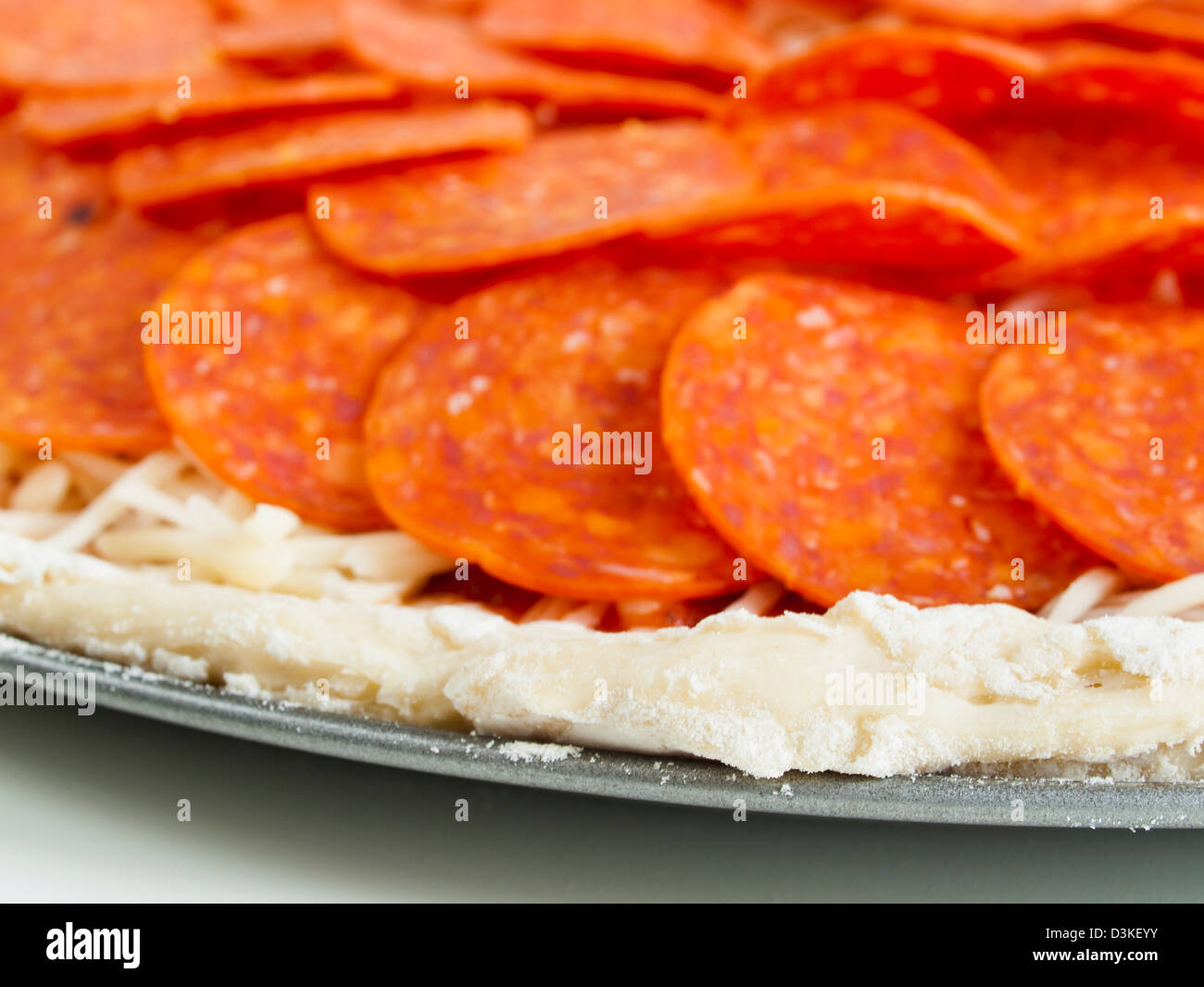 Home made pepperoni pizza served for dinner Stock Photo - Alamy