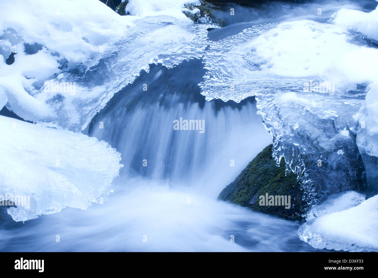 Small waterfall at winter Stock Photo - Alamy