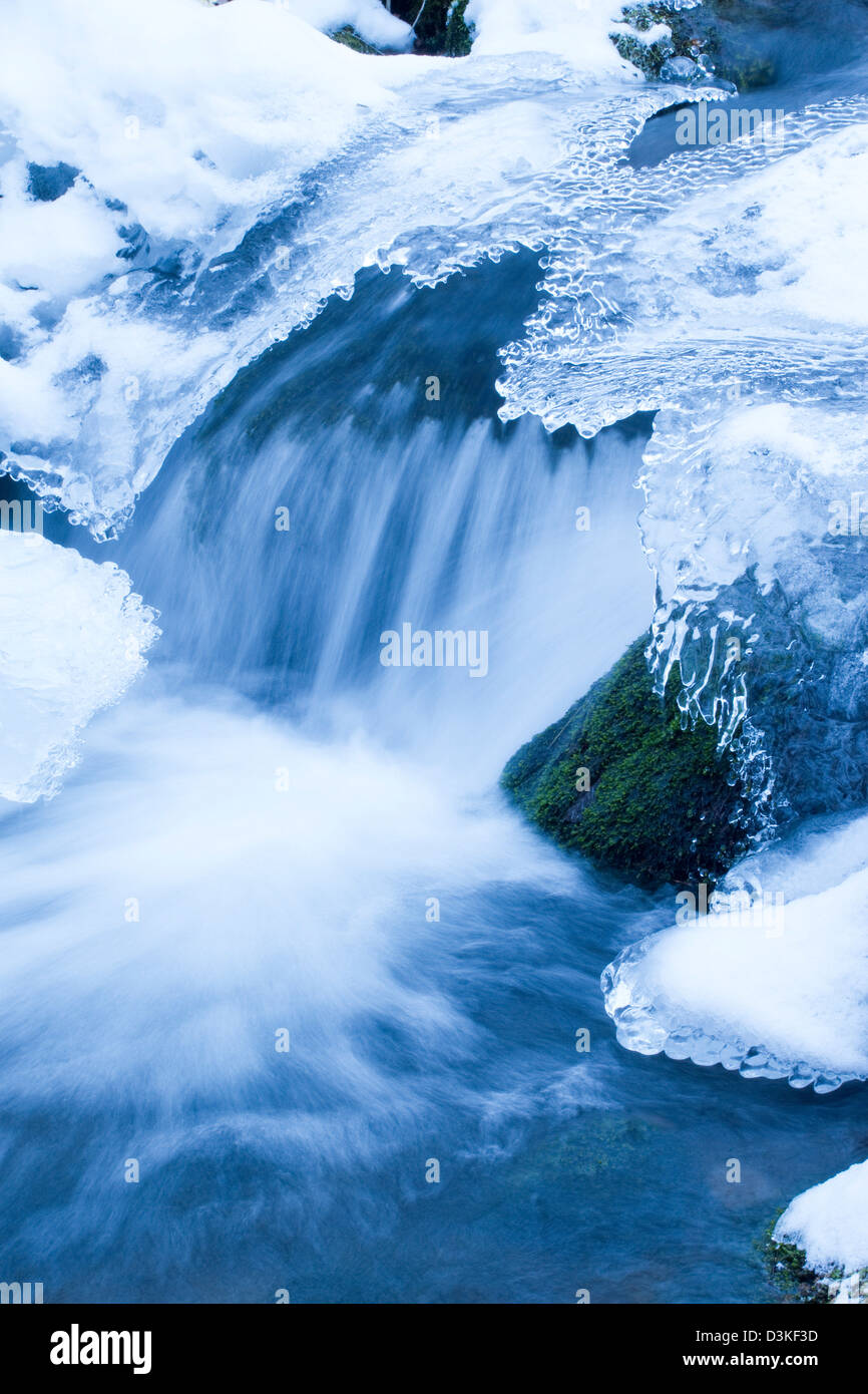 Small waterfall at winter Stock Photo - Alamy