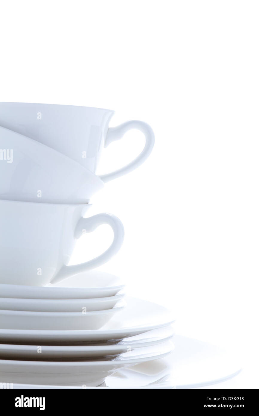 White plates and cups Stock Photo - Alamy