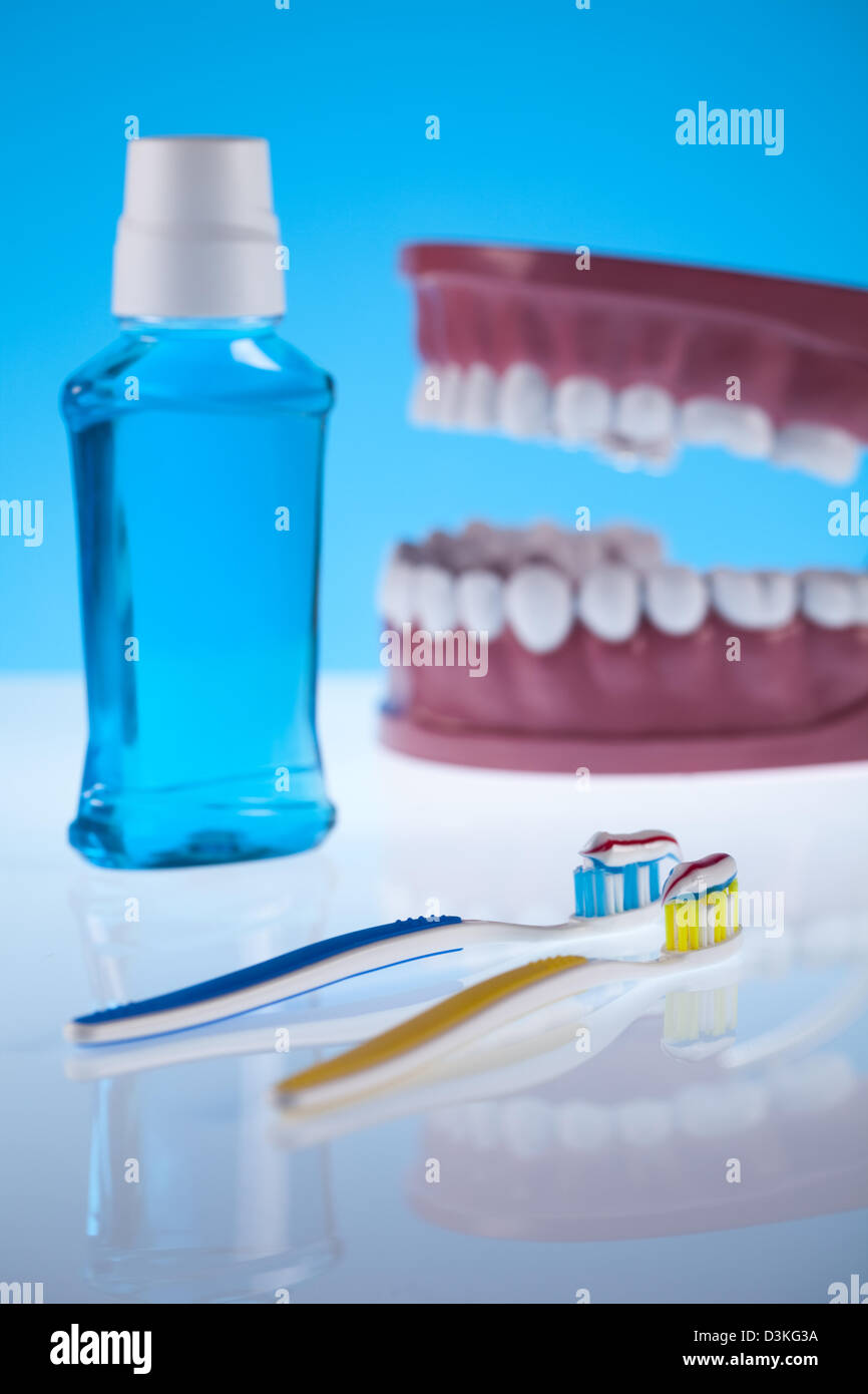 Teeth, Dental health care objects Stock Photo - Alamy