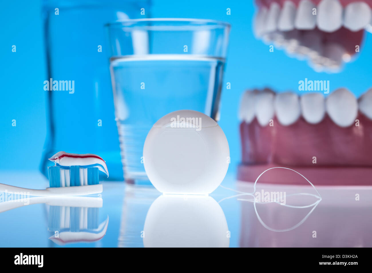 Dental health care objects Stock Photo - Alamy