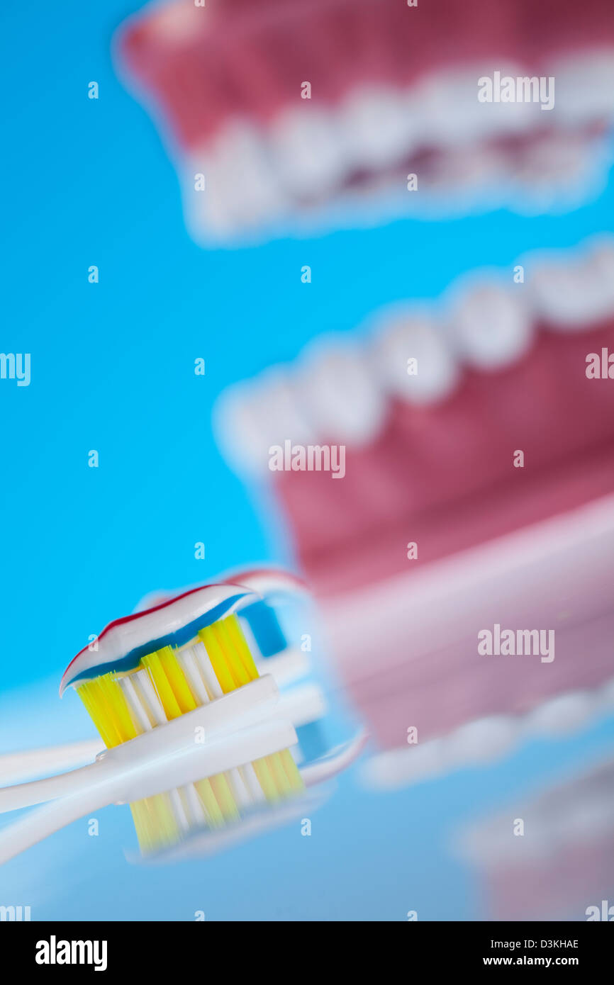 Teeth, Dental health care objects Stock Photo - Alamy