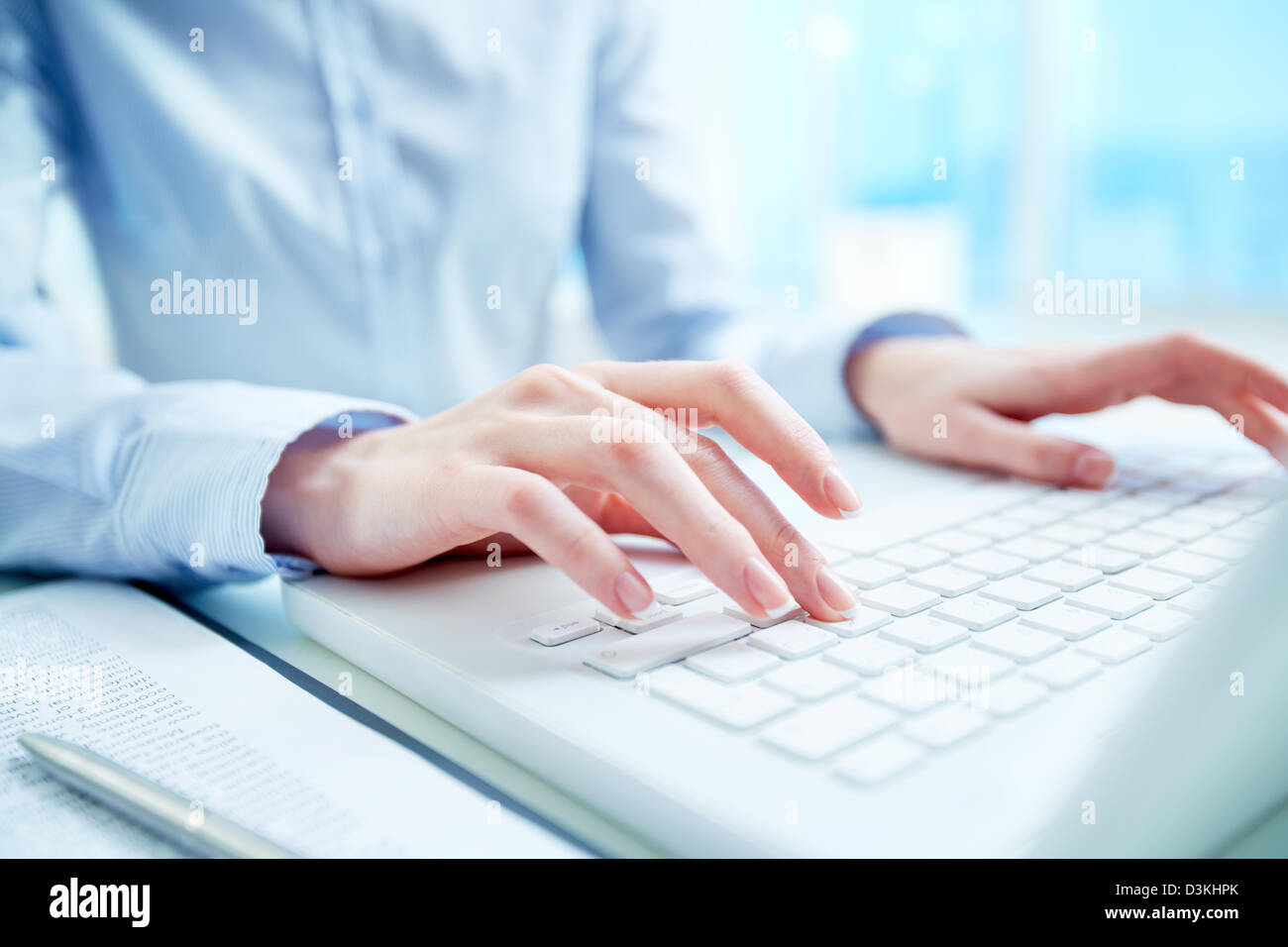 Hands of white collar worker typing Stock Photo - Alamy