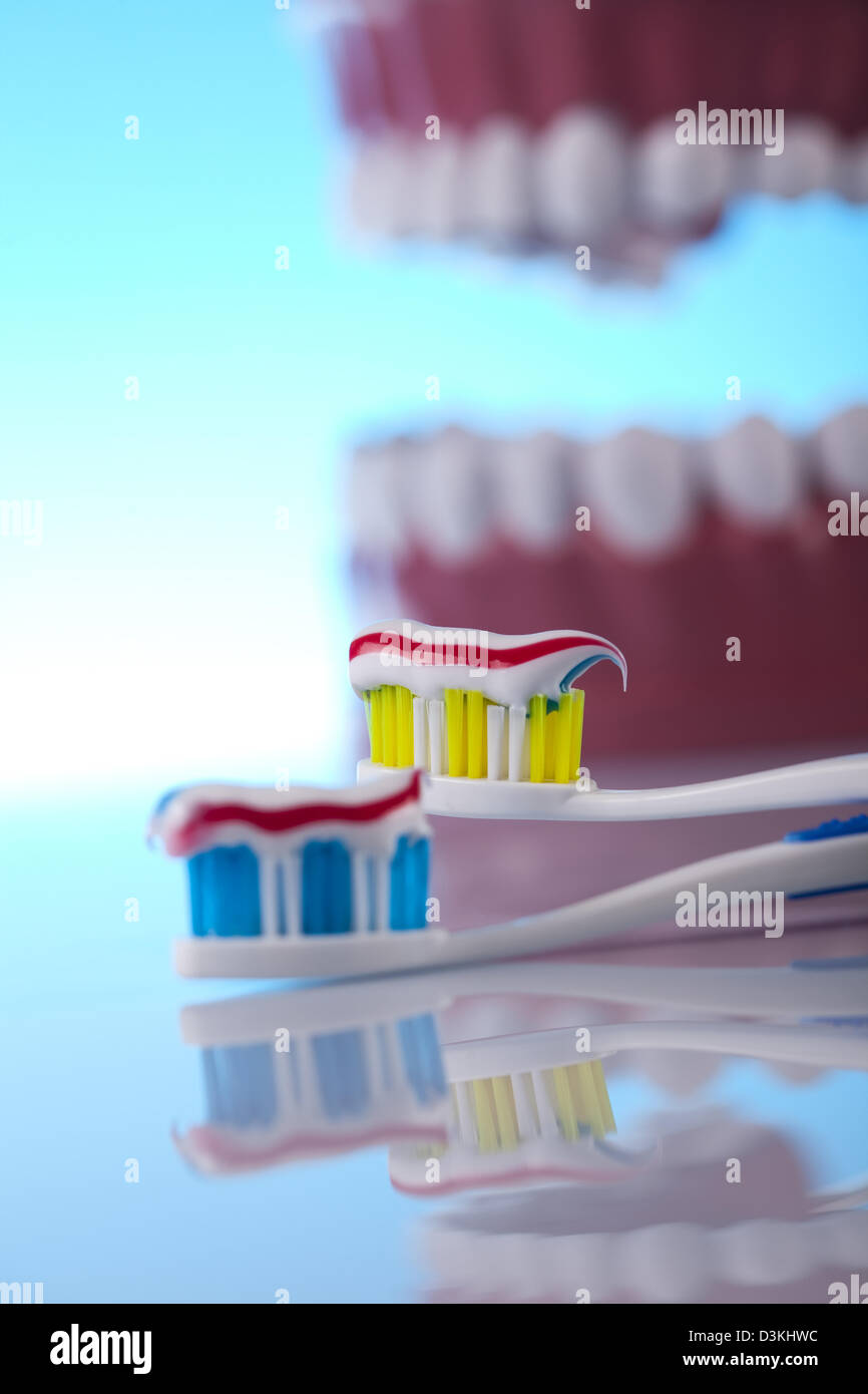 Teeth, Dental health care objects Stock Photo - Alamy