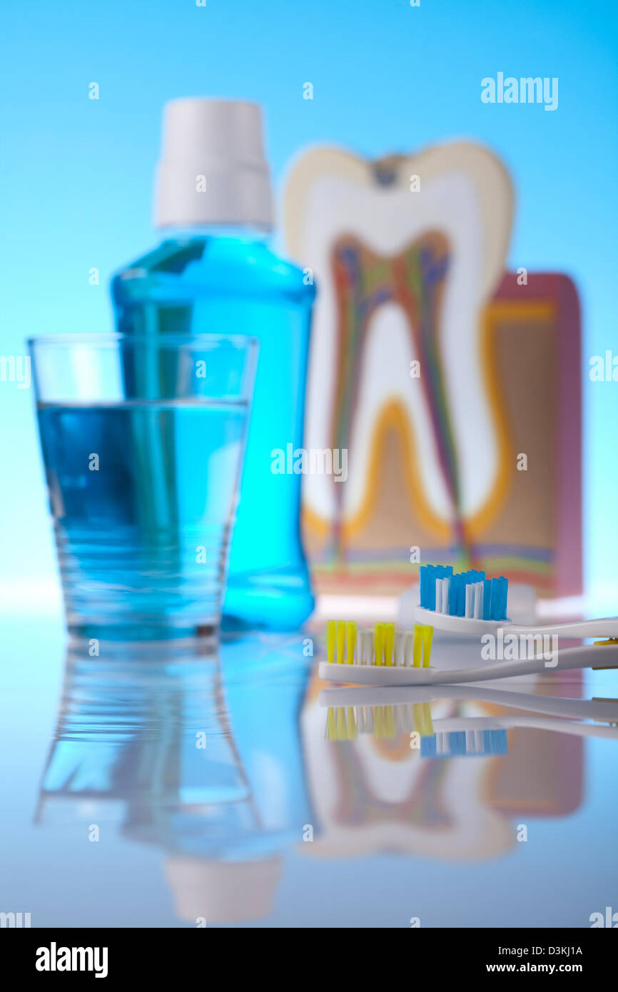 Dental health care objects Stock Photo - Alamy