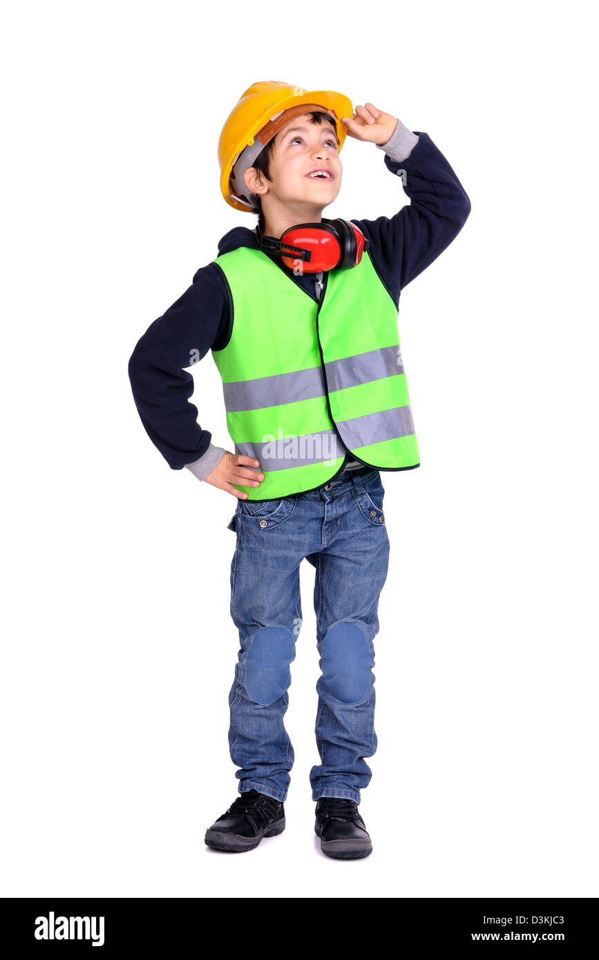 Young boy in construction gear Stock Photo - Alamy
