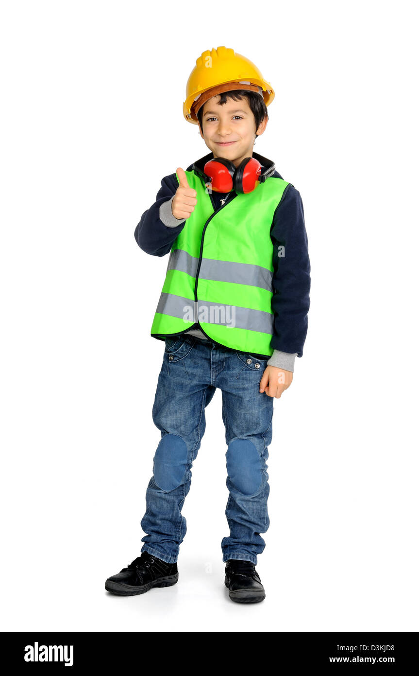 Young boy in construction gear Stock Photo - Alamy