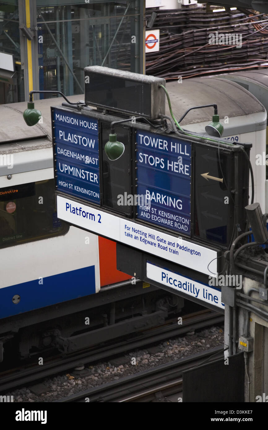 Train destination display information board on the London Underground ...