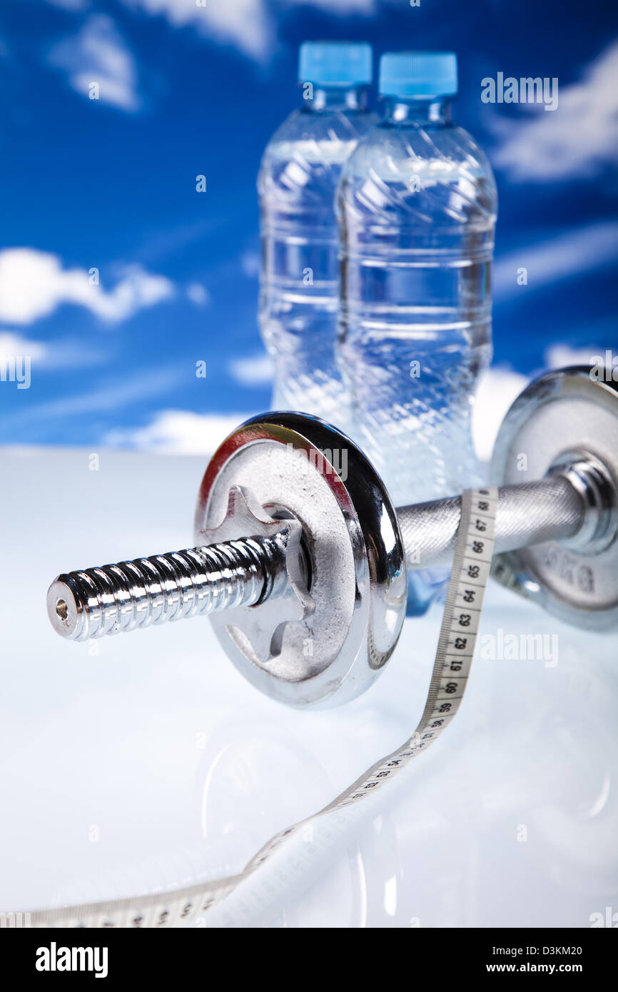 Measuring of dumbbell Stock Photo - Alamy