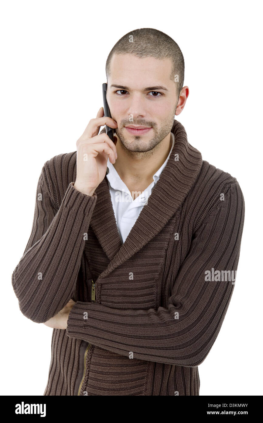 young casual man on the phone, isolated on white Stock Photo - Alamy