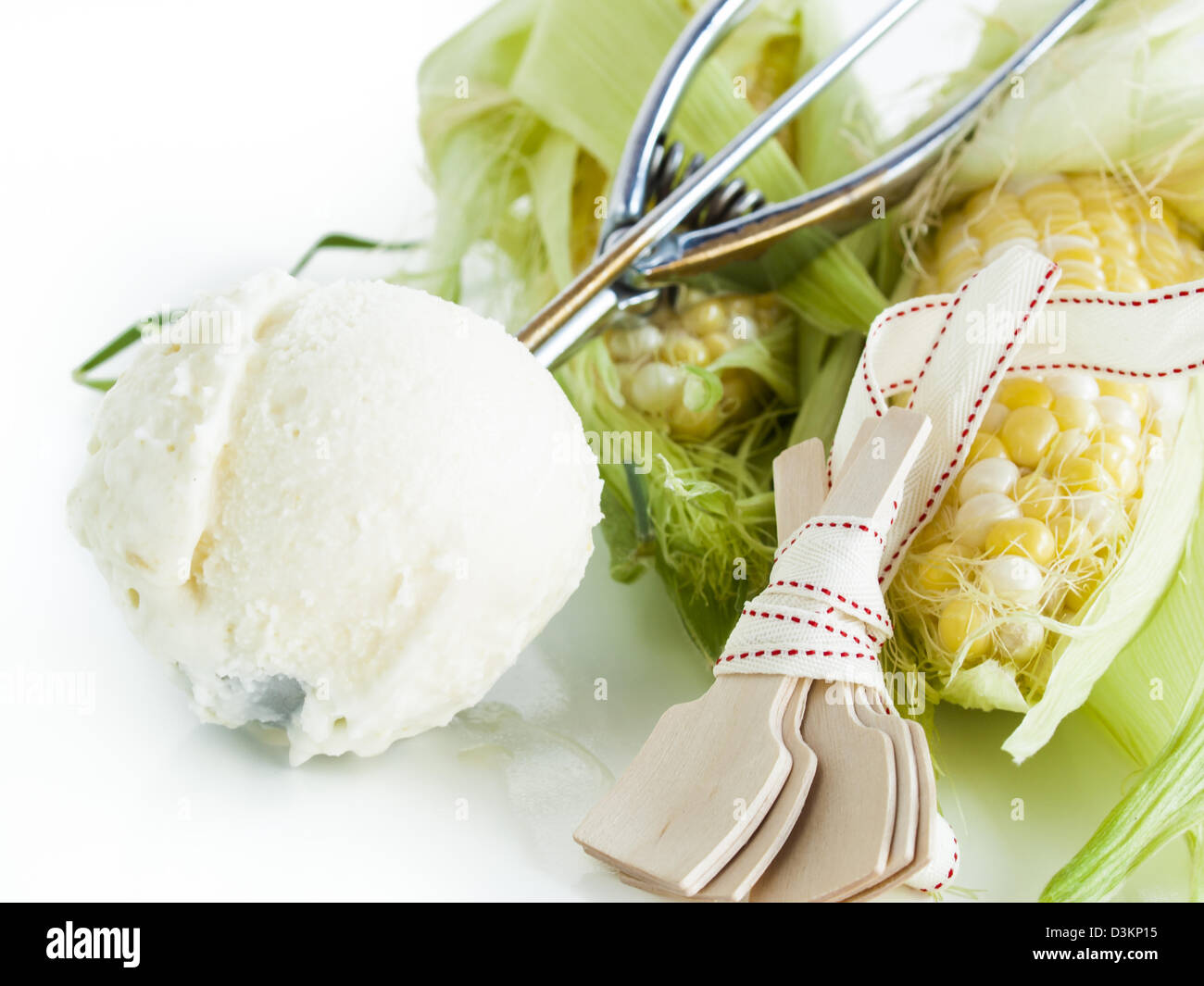 Gourmet Olathe sweet corn gelato on white background Stock Photo - Alamy