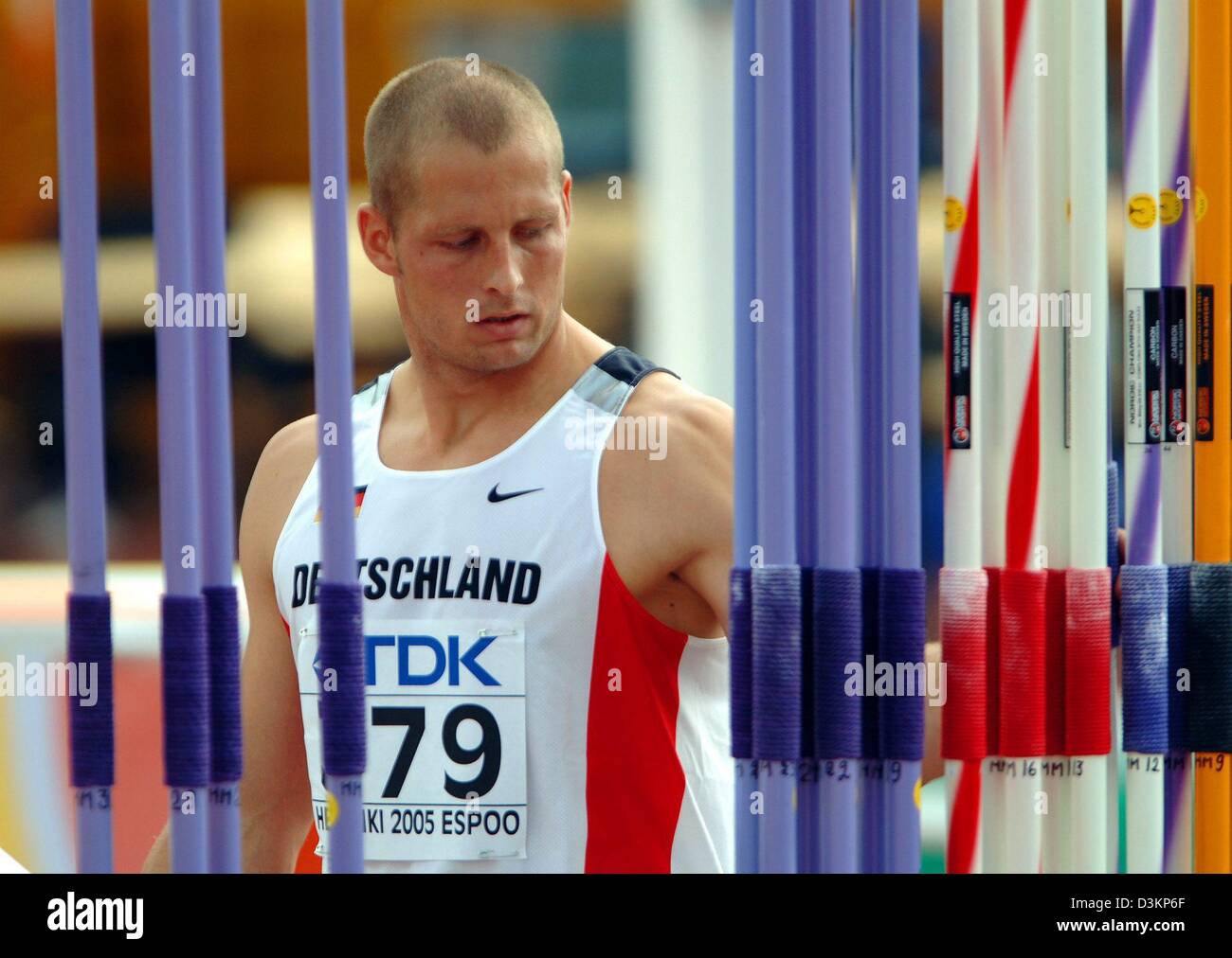 (dpa) - German athlete Mark Frank prepares for his attempt in the ...