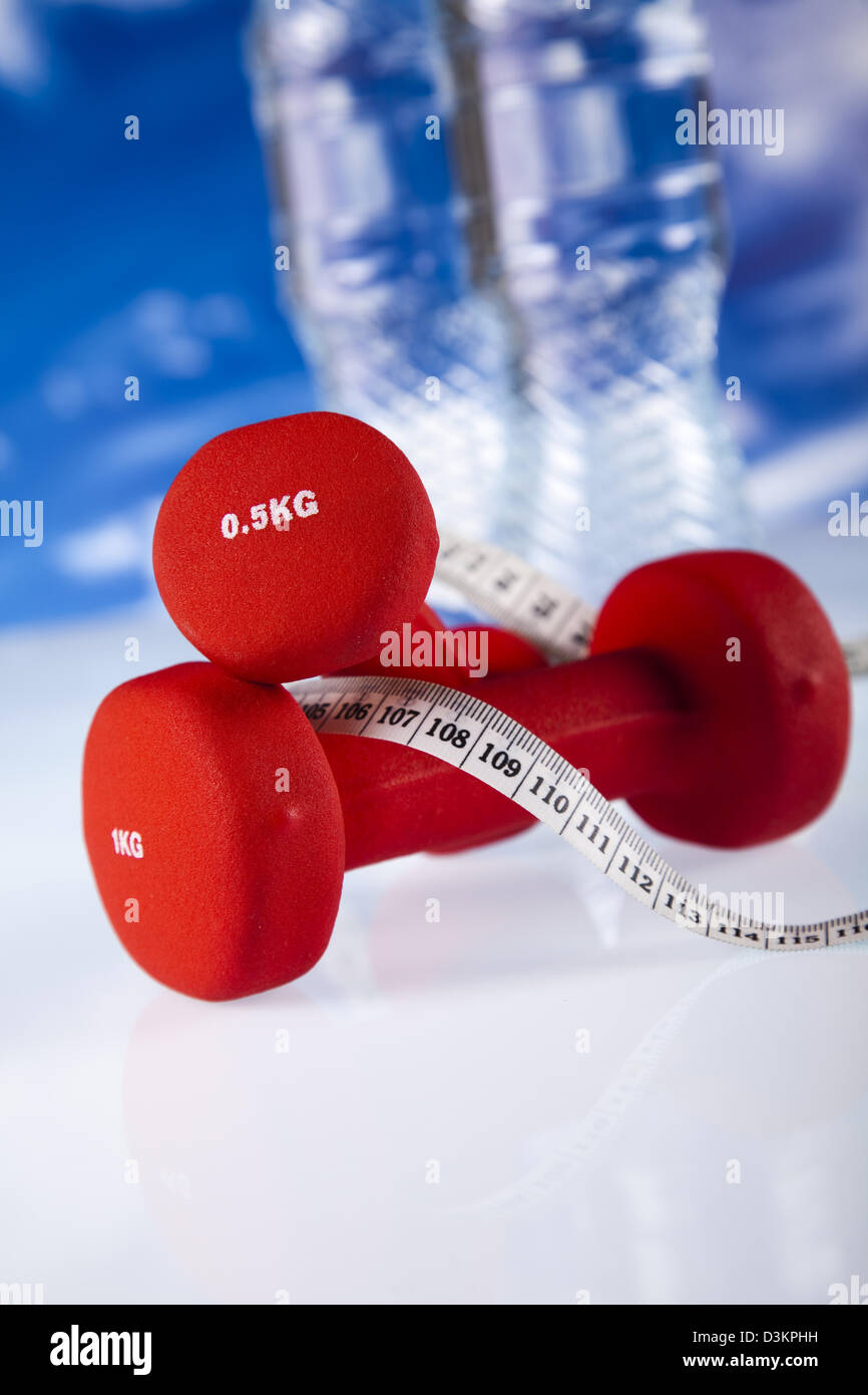 Measuring of dumbbell Stock Photo - Alamy