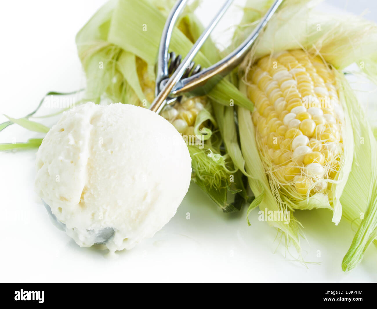 Gourmet Olathe sweet corn gelato on white background Stock Photo - Alamy
