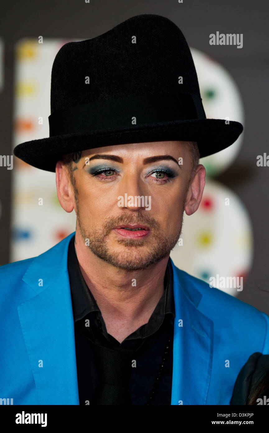 British singer Boy George arrives at the Brit Awards 2013 at O2 Arena ...