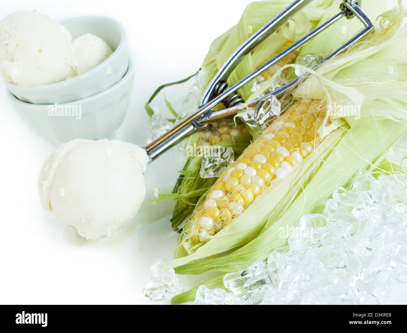 Gourmet Olathe sweet corn gelato on white background Stock Photo - Alamy