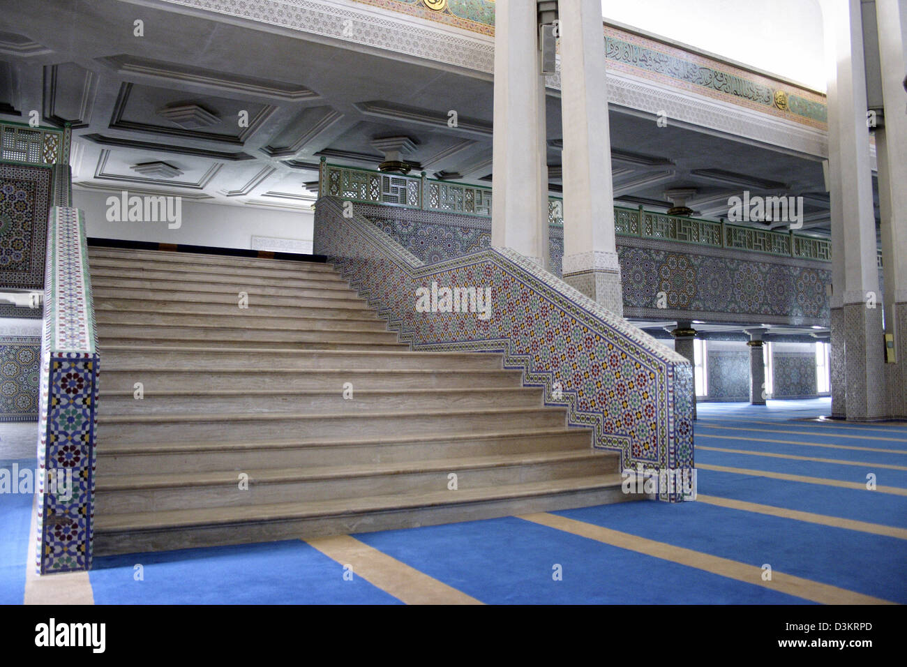 Mosque staircase stairway arabesque carpet blue italy hi-res stock ...