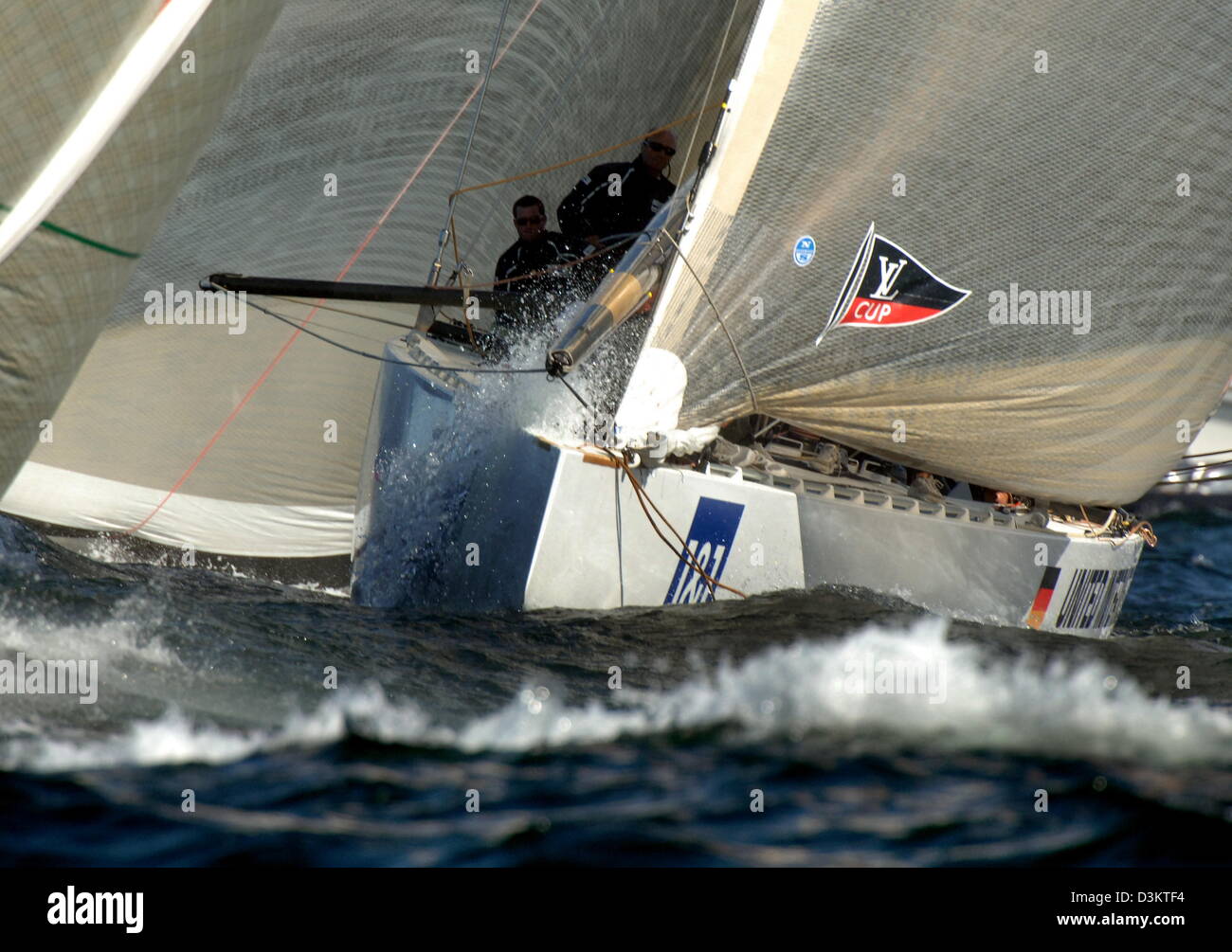 The German sailing yacht 'GER 72' (2L) of United Internet Team Germany ...