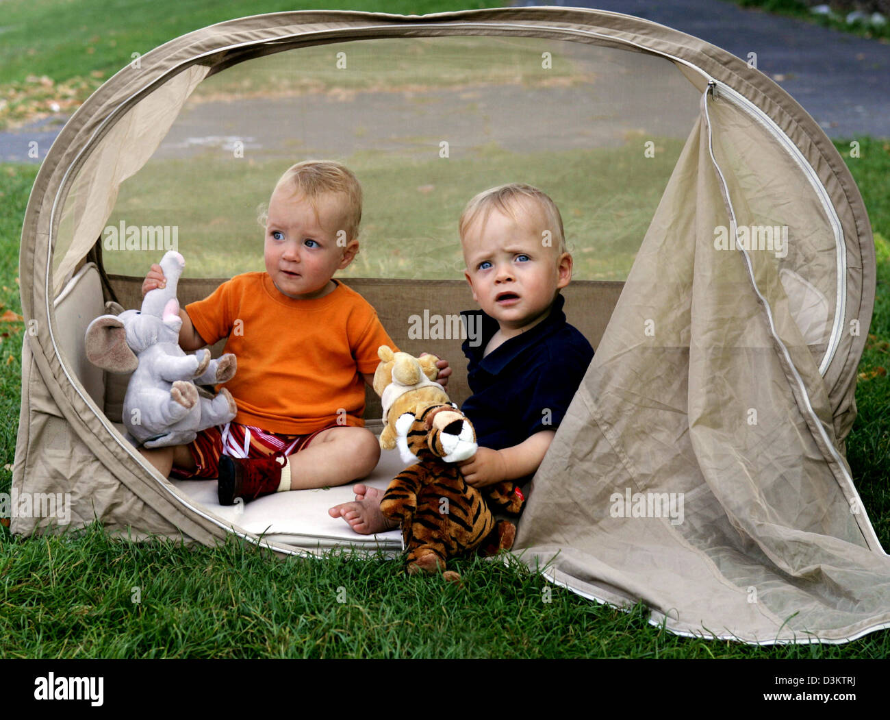 (dpa) - The picture shows twins Merle and Mats (R) sitting inside of ...