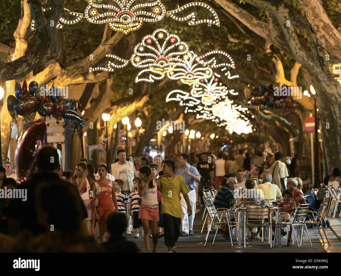 (dpa file) - A fiesta in the historic centre of Denia is pictured ...