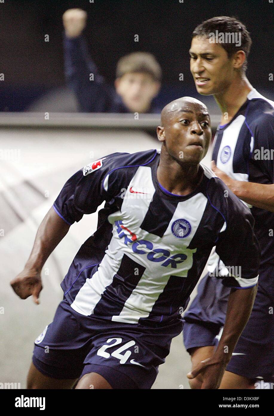 (dpa) - Berlin's Nando Rafael (front) celebrates, while his teammate ...