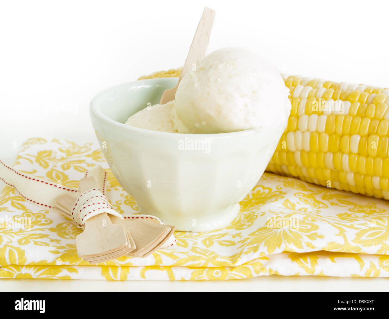 Gourmet Olathe sweet corn gelato on white background Stock Photo - Alamy