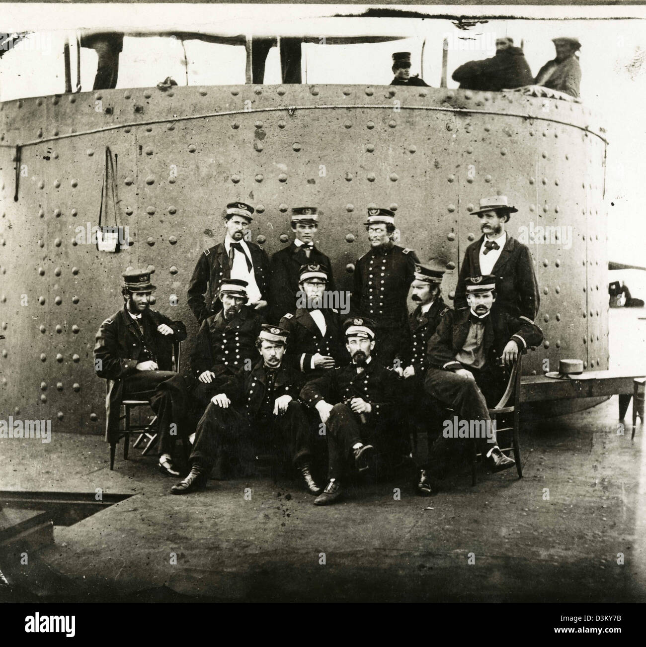 Undated photograph showing the crew of USS Monitor near the ship's ...