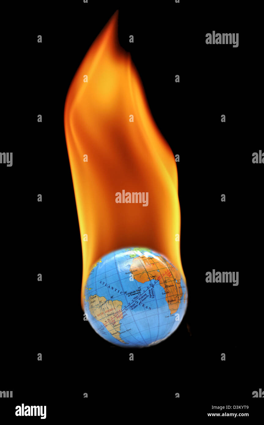 Planet earth on fire Digital Composite Stock Photo - Alamy