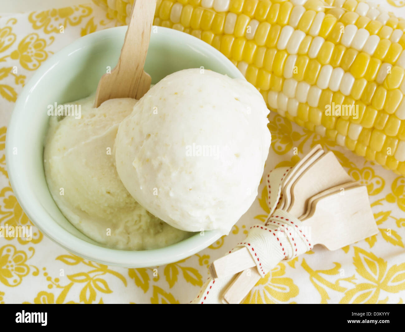 Gourmet Olathe sweet corn gelato on white background Stock Photo - Alamy